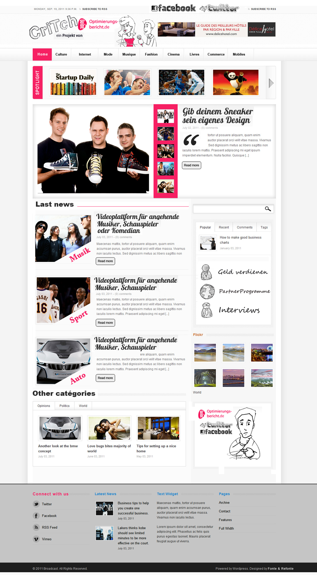 Critch.de - Online-Magazin, Frisch, verspielt un.. » Webdesign ...