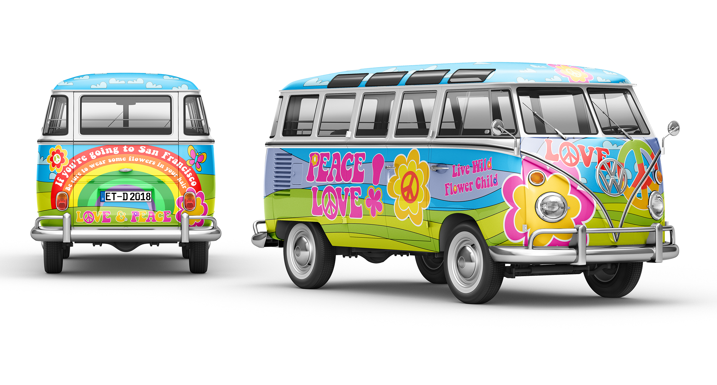 VW T1 Bulli - Flower Power Design » Fahrzeugbeschriftung ...
