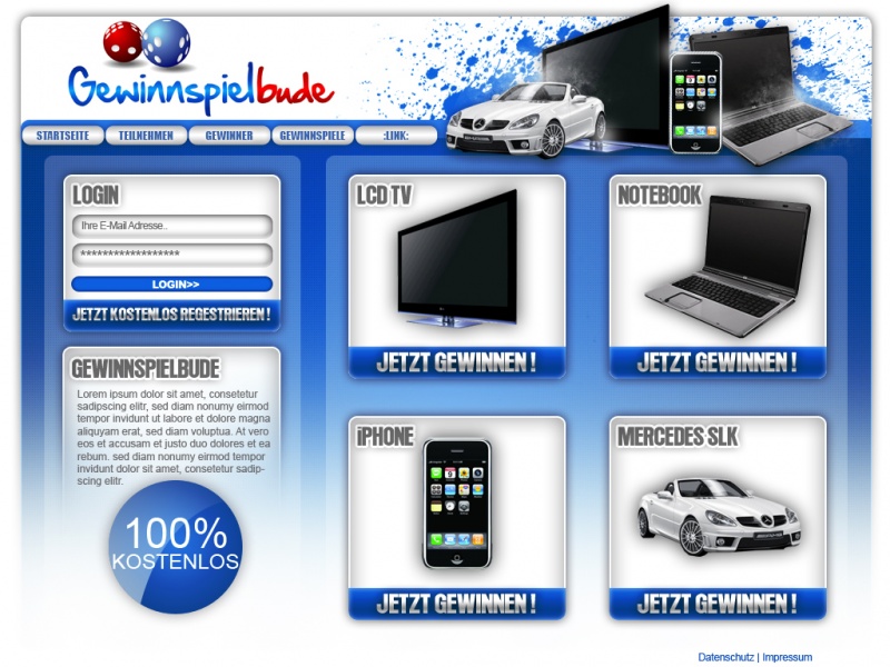 Template für eine Gewinnspiel-Seite » Webdesign » designenlassen.de